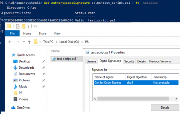 How To Sign A Powershell Script Ps1 With A Code Signing Certificate Windows Os Hub