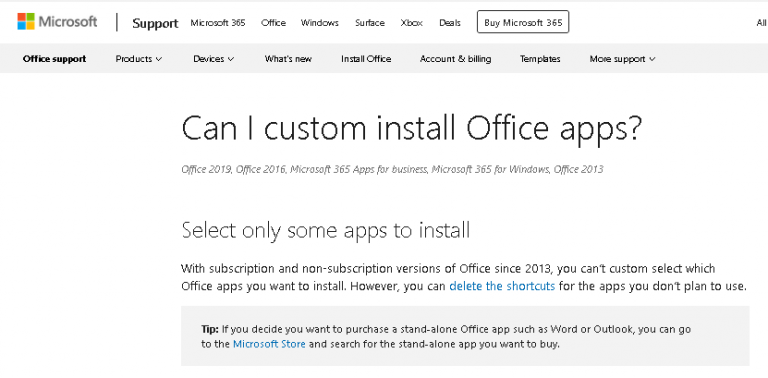 How to Install Only Specific Apps in Office 2021/2019 or Office 365 ...